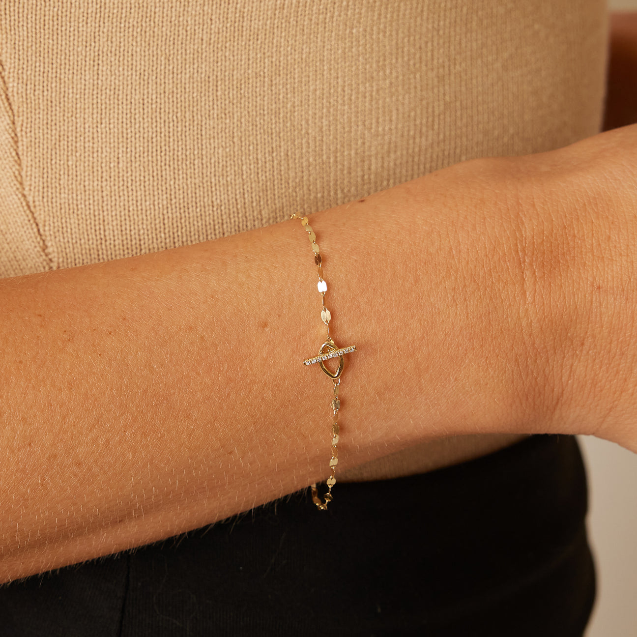 14K Gold Demi Diamond Toggle Bracelet – Baby Gold