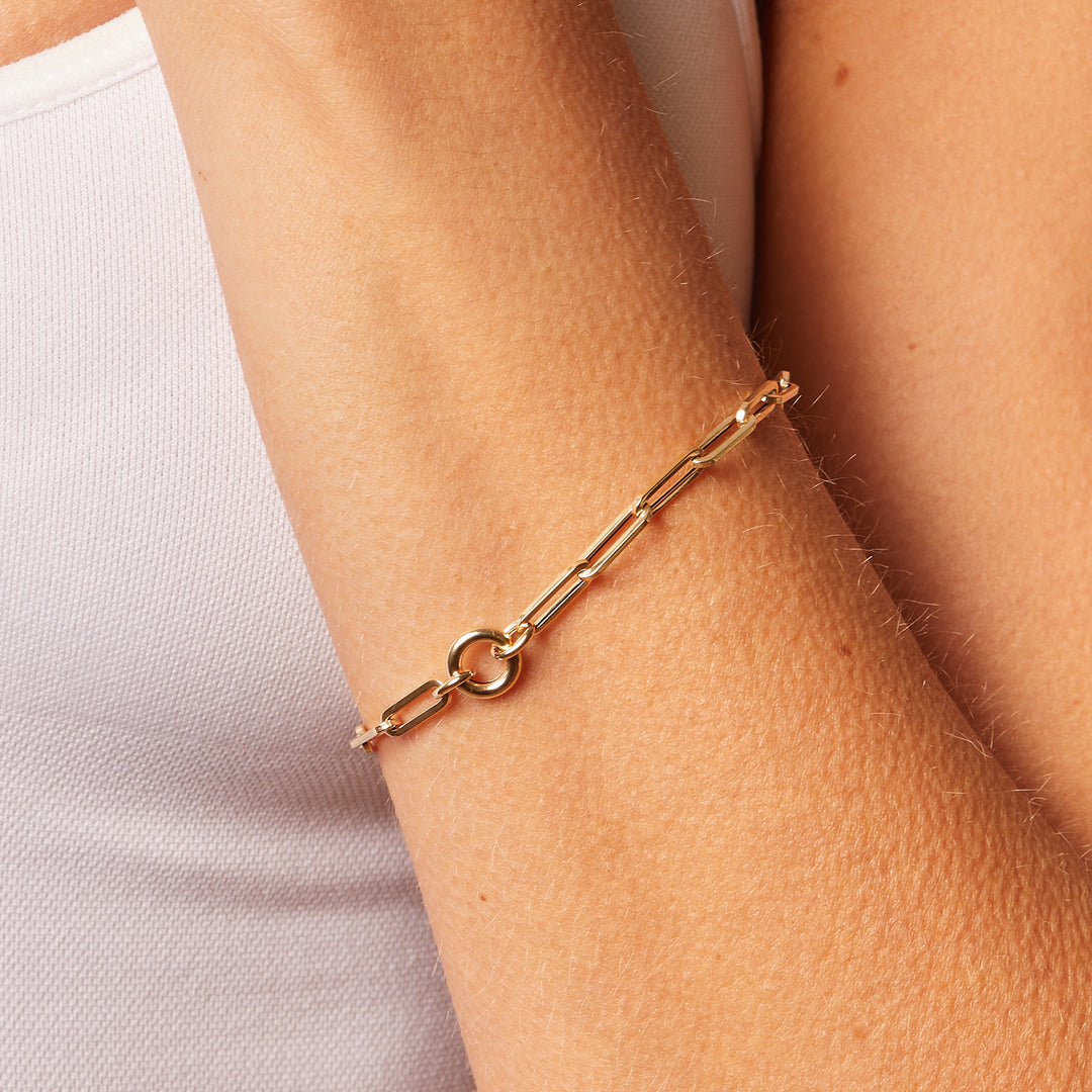 14K Gold Paperclip Loop Charm Bracelet – Baby Gold