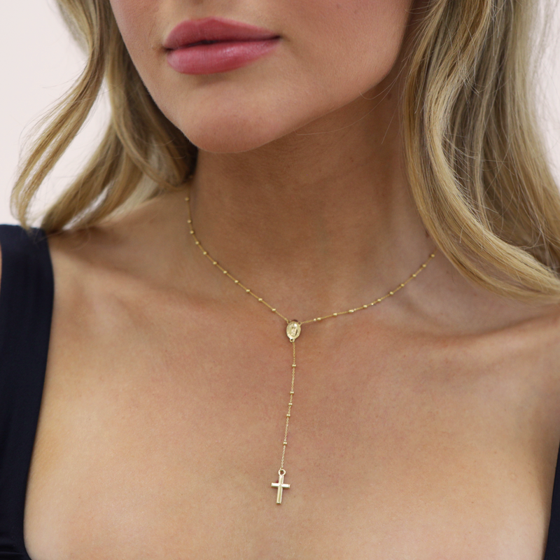 14K Gold Dainty Rosary Necklace – Baby Gold