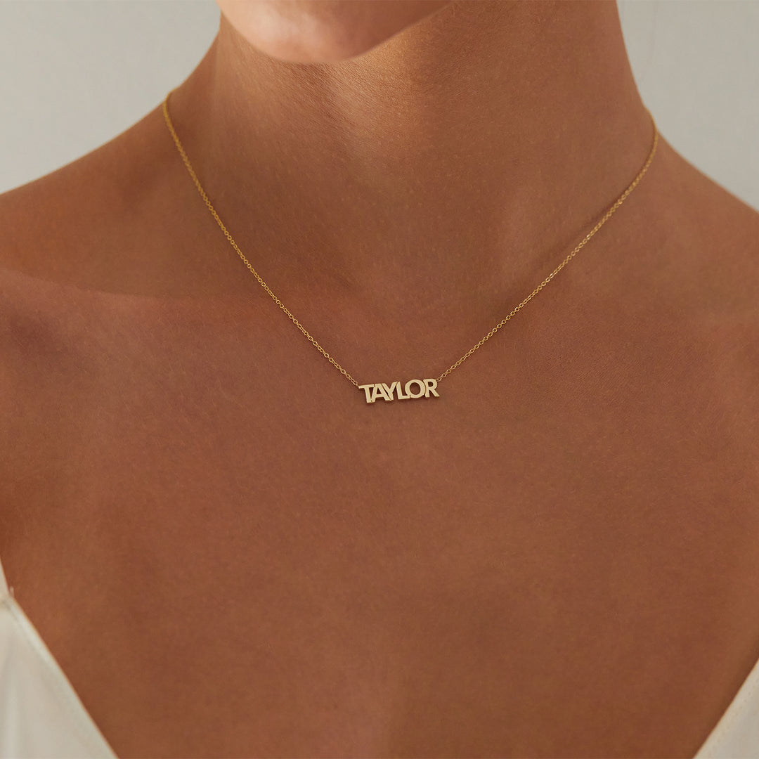 14K Gold Block Letter Name Necklace – Baby Gold