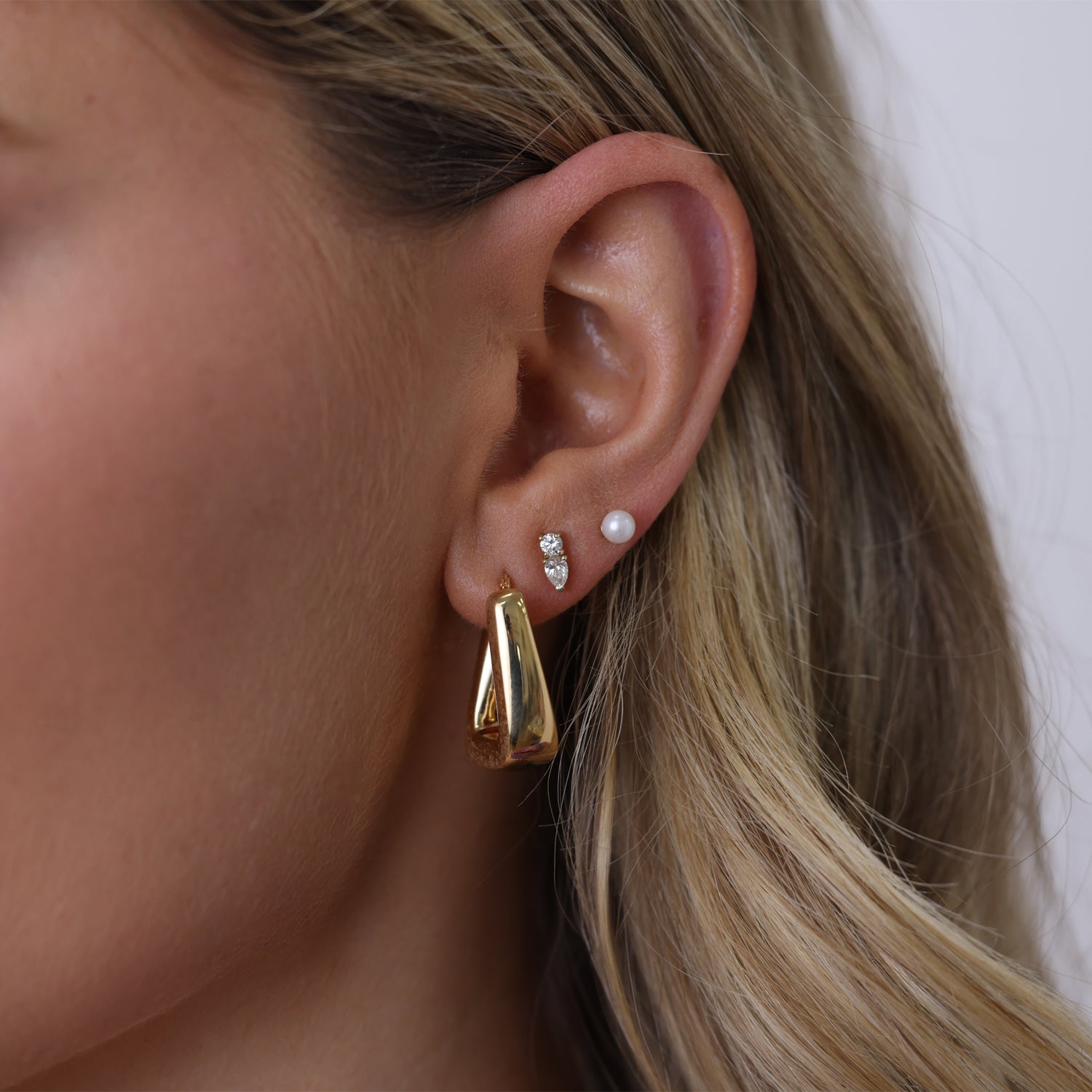 14K Gold Rectangular Puff Link Hoops – Baby Gold