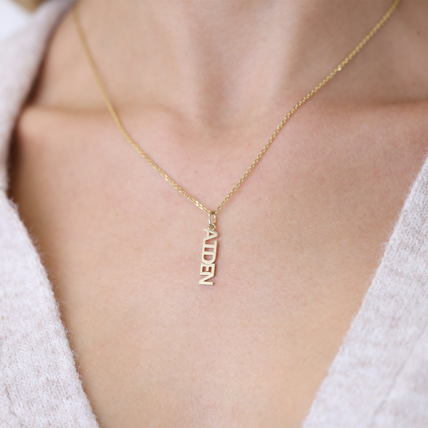 14K Gold Block Name Charm – Baby Gold