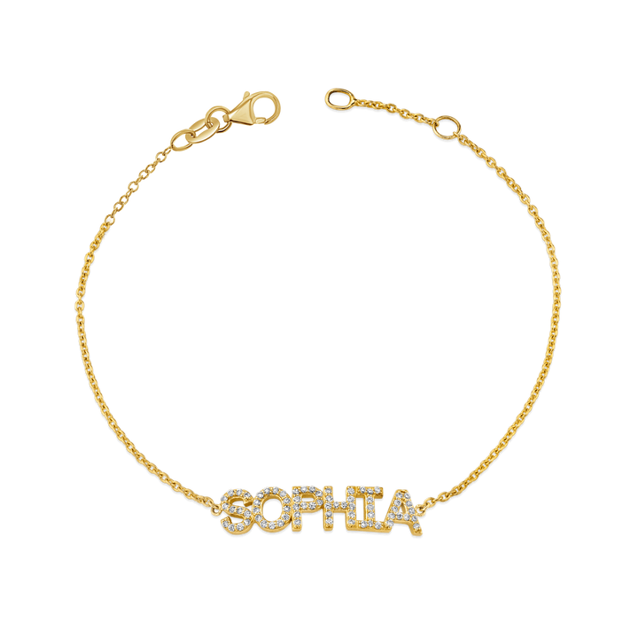 Diamond Custom Name Bracelet – Baby Gold