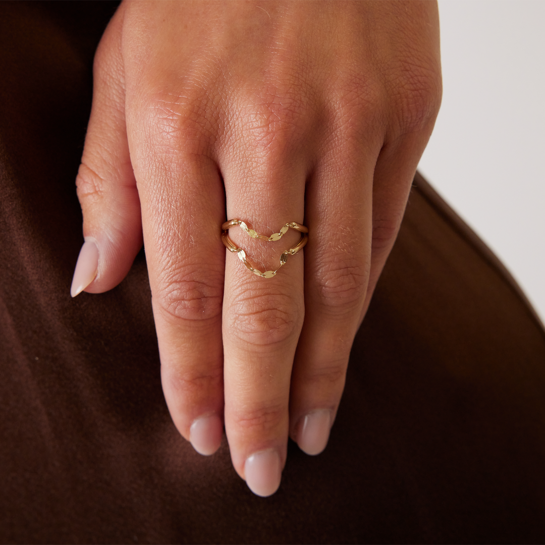 14K Gold Demure Duo Chain Ring – Baby Gold