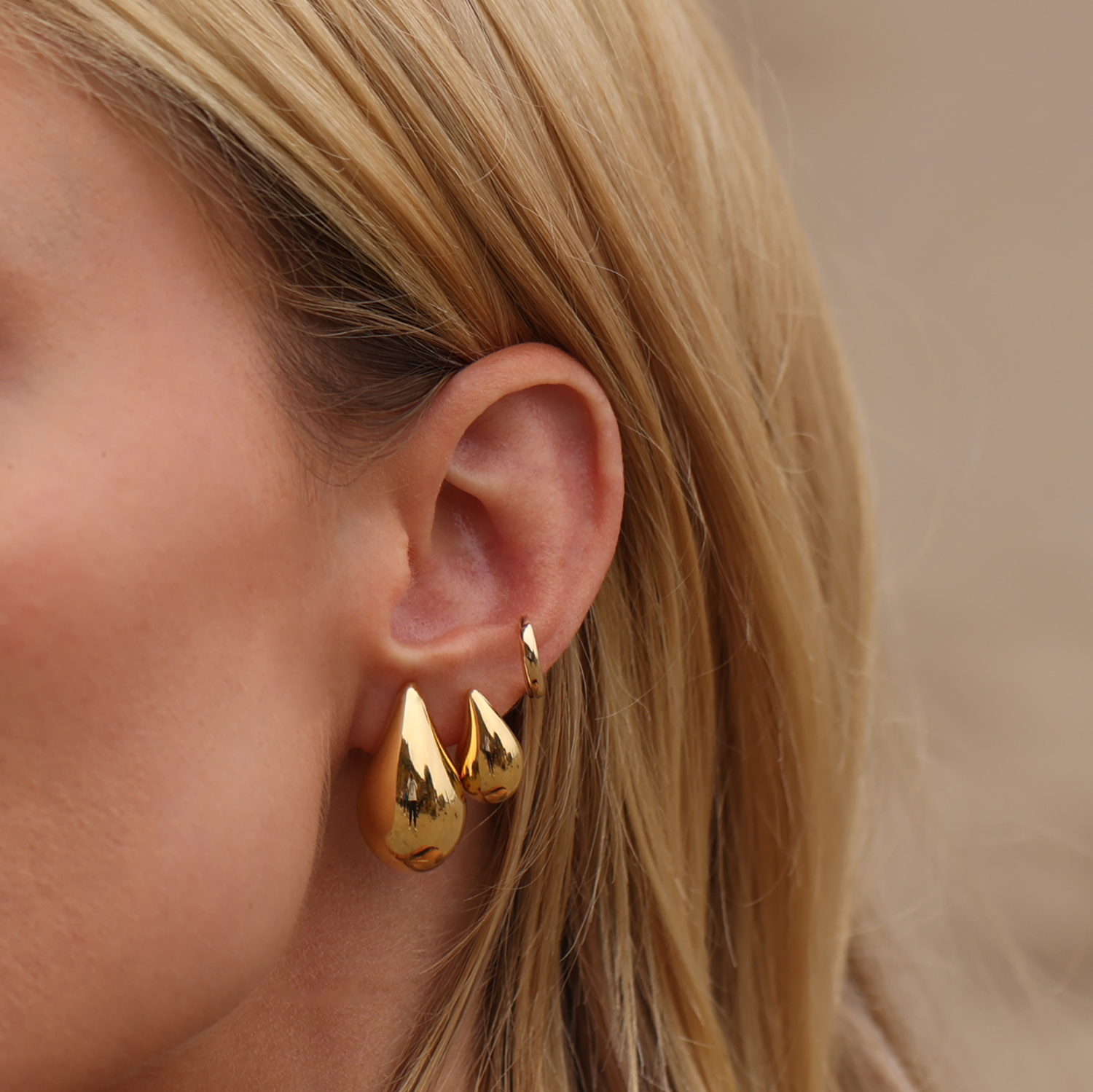 14K Gold Puff Rain Drop Earrings – Baby Gold