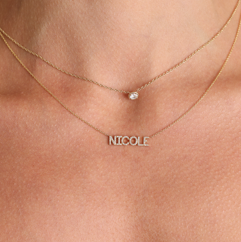 Diamond Custom Name Necklace – Baby Gold