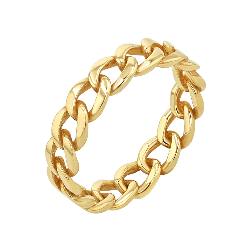 14K Cuban Curb Link Ring – Baby Gold