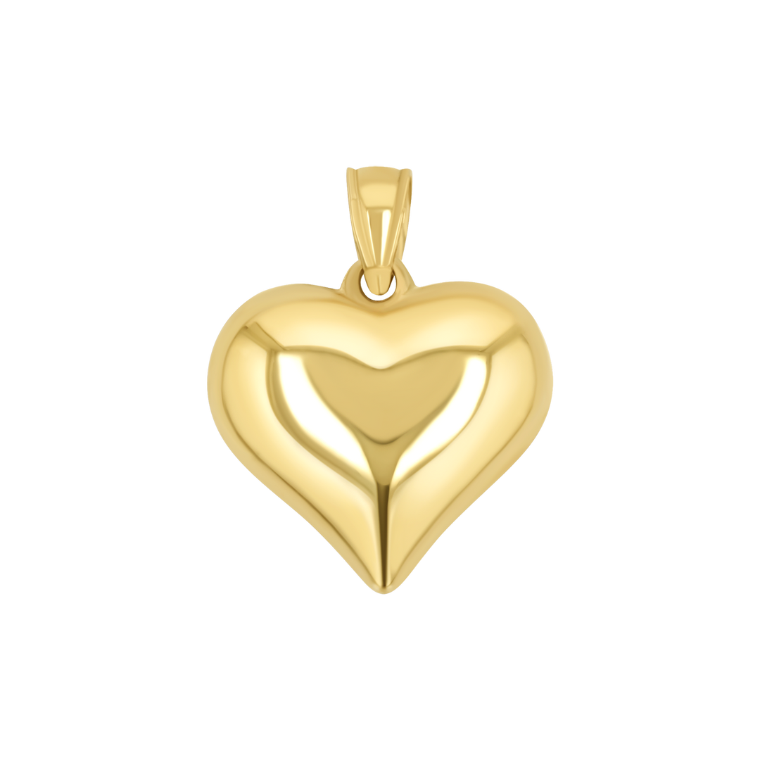 14K Gold Grand Puff Heart Charm – Baby Gold