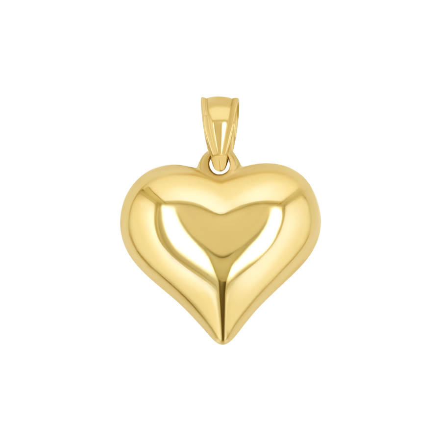 14K Gold Grand Puff Heart Charm – Baby Gold
