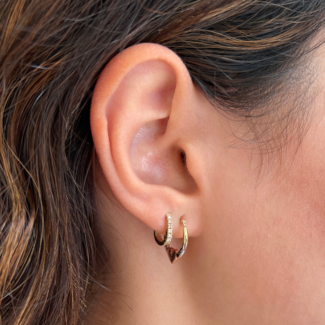 14K Gold Tri-Color Puff Heart Hoops Earrings – Baby Gold