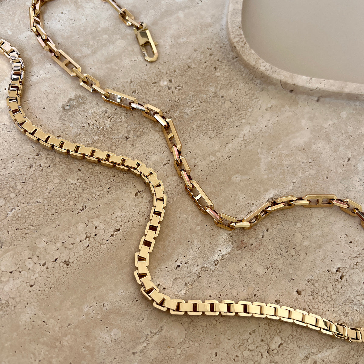 14K Gold Beveled Link Statement Chain Necklace – Baby Gold