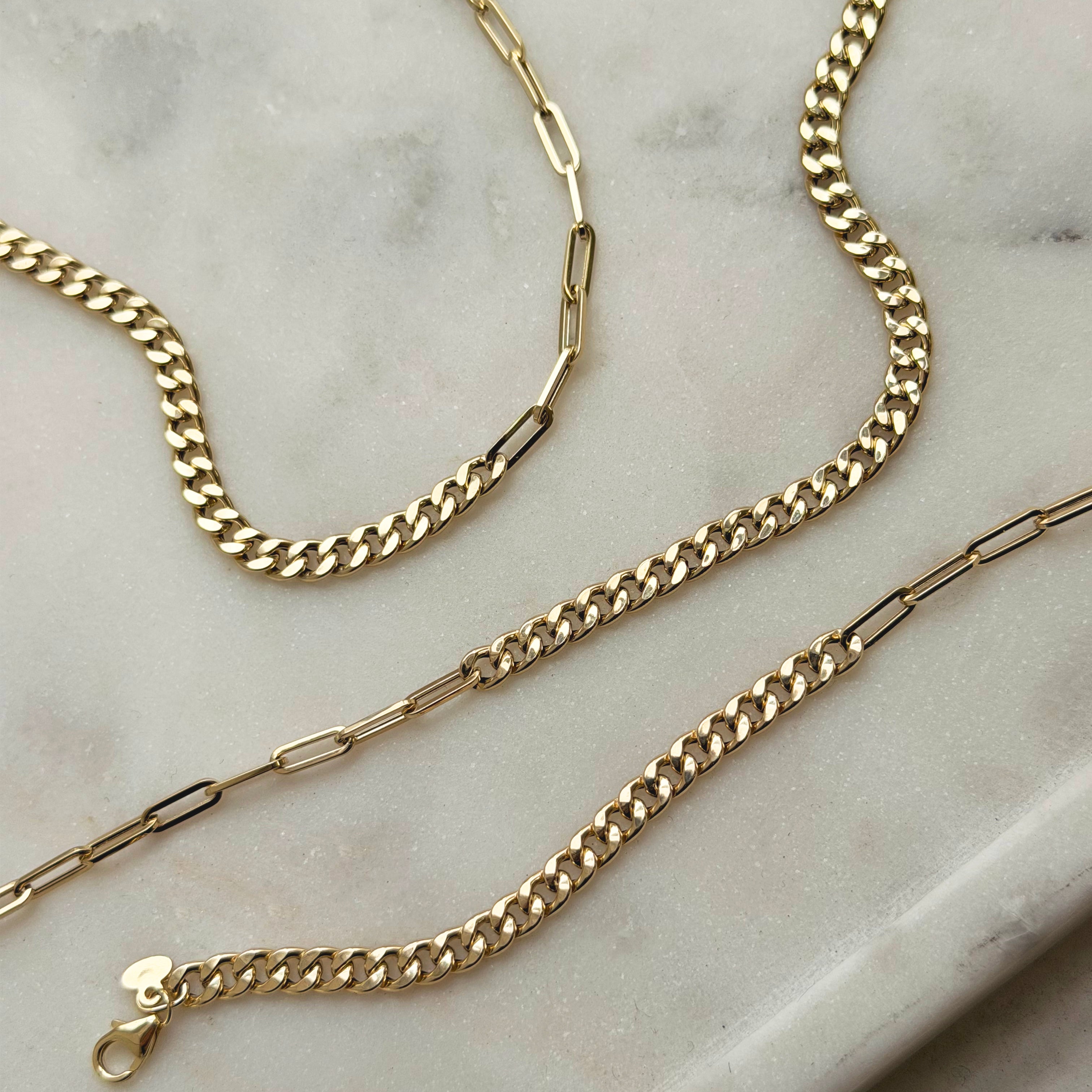 14K Gold Split curb Paper Clip Chain Anklet – Baby Gold
