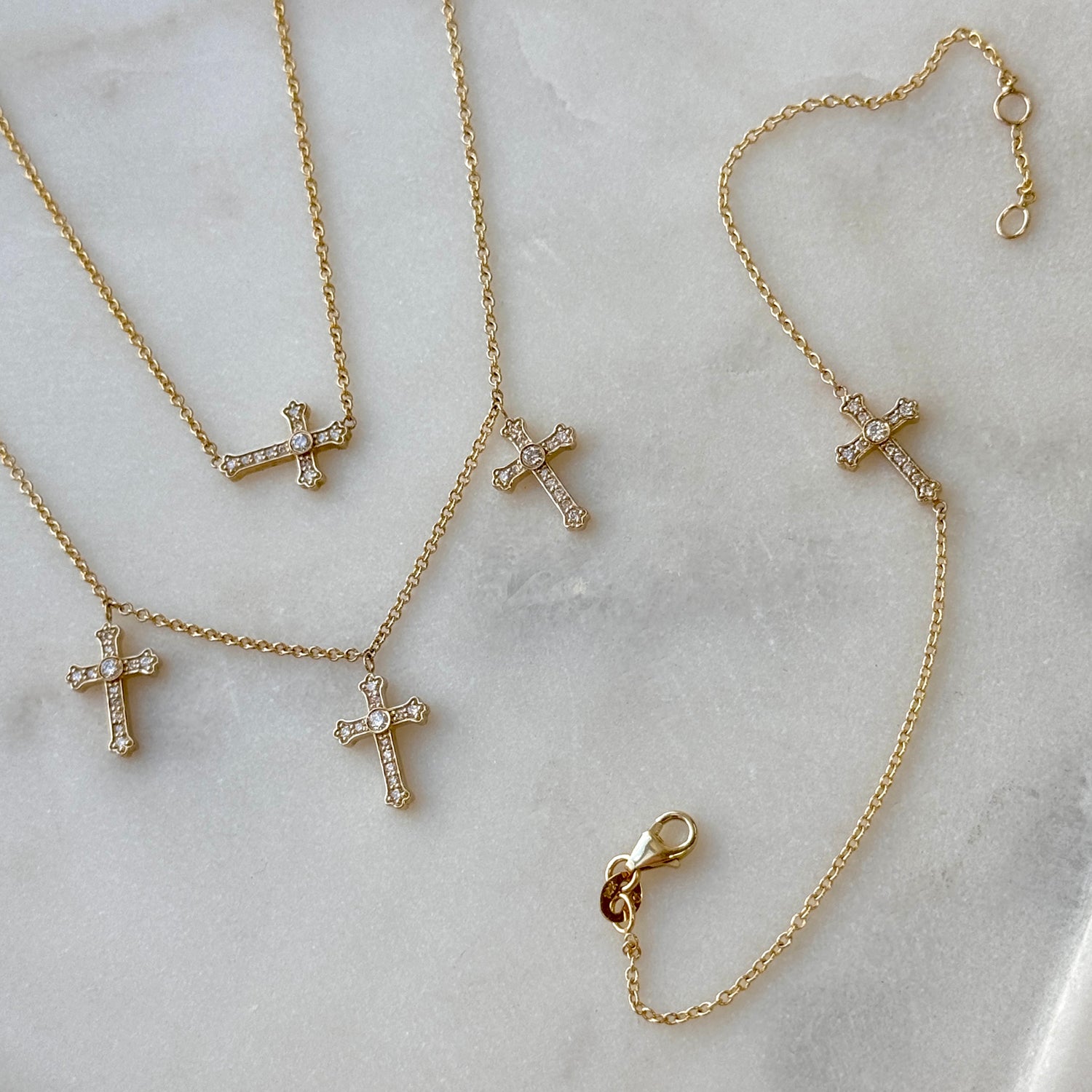 14K Gold Diamond Sideways Cross Necklace – Baby Gold