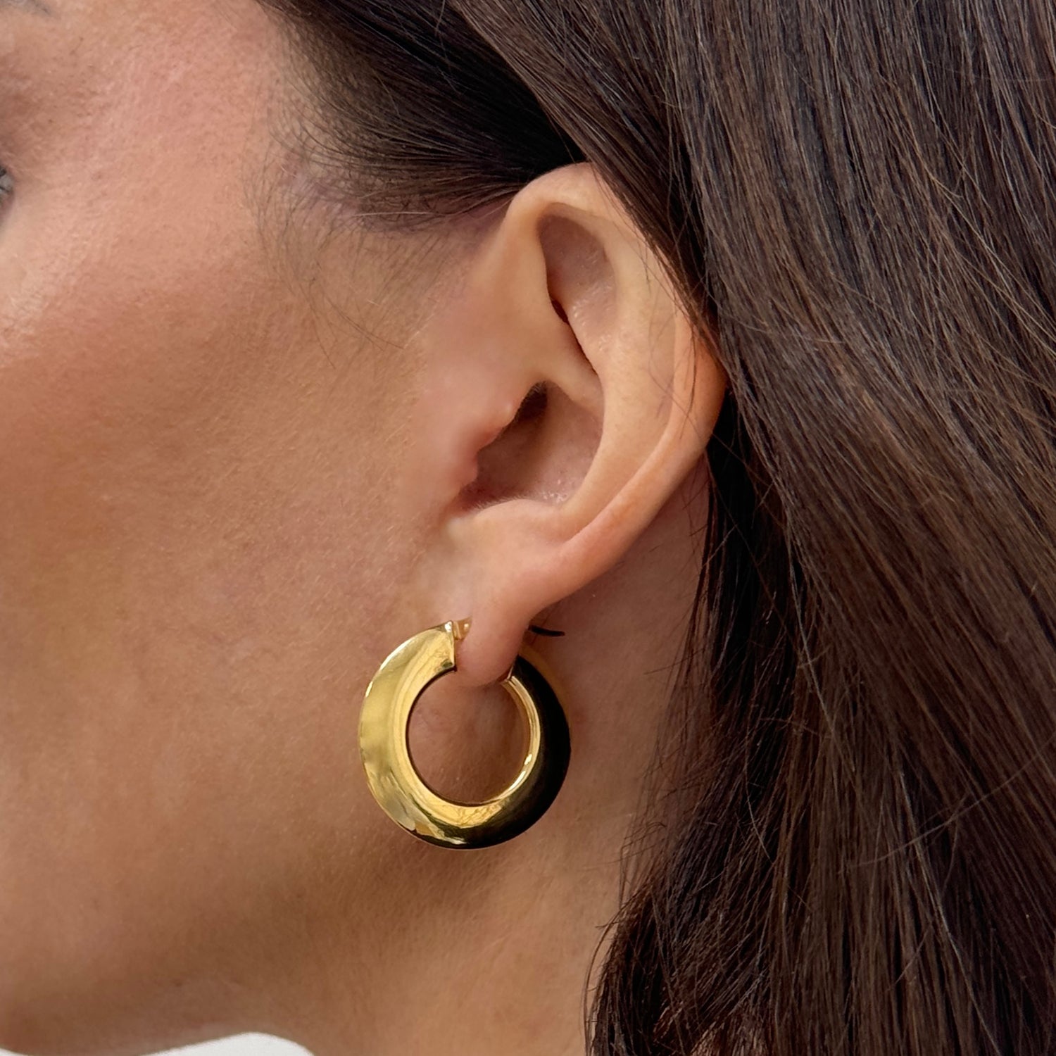 14K Gold Knife Edge Hoops – Baby Gold