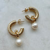 14K Gold Pearl Drop charmed Twist Hoops – Baby Gold