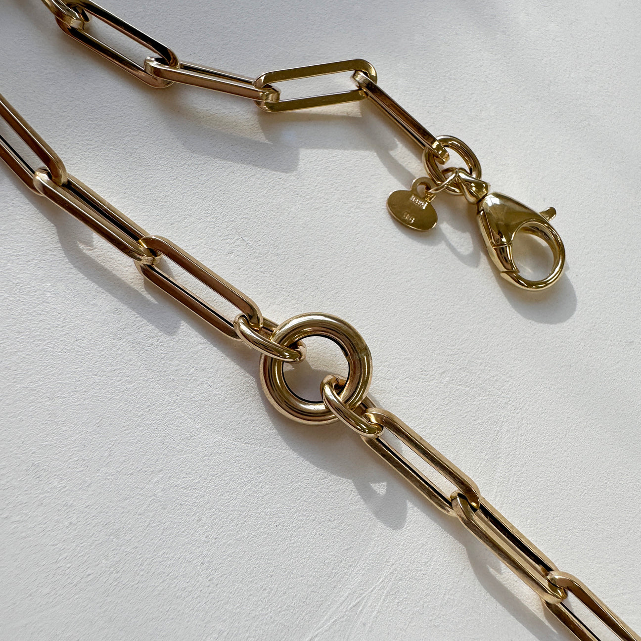 14K Gold Paperclip Loop Charm Bracelet – Baby Gold