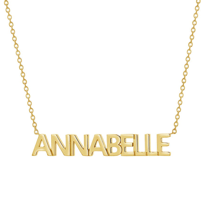 14K Gold Block Letter Name Necklace – Baby Gold
