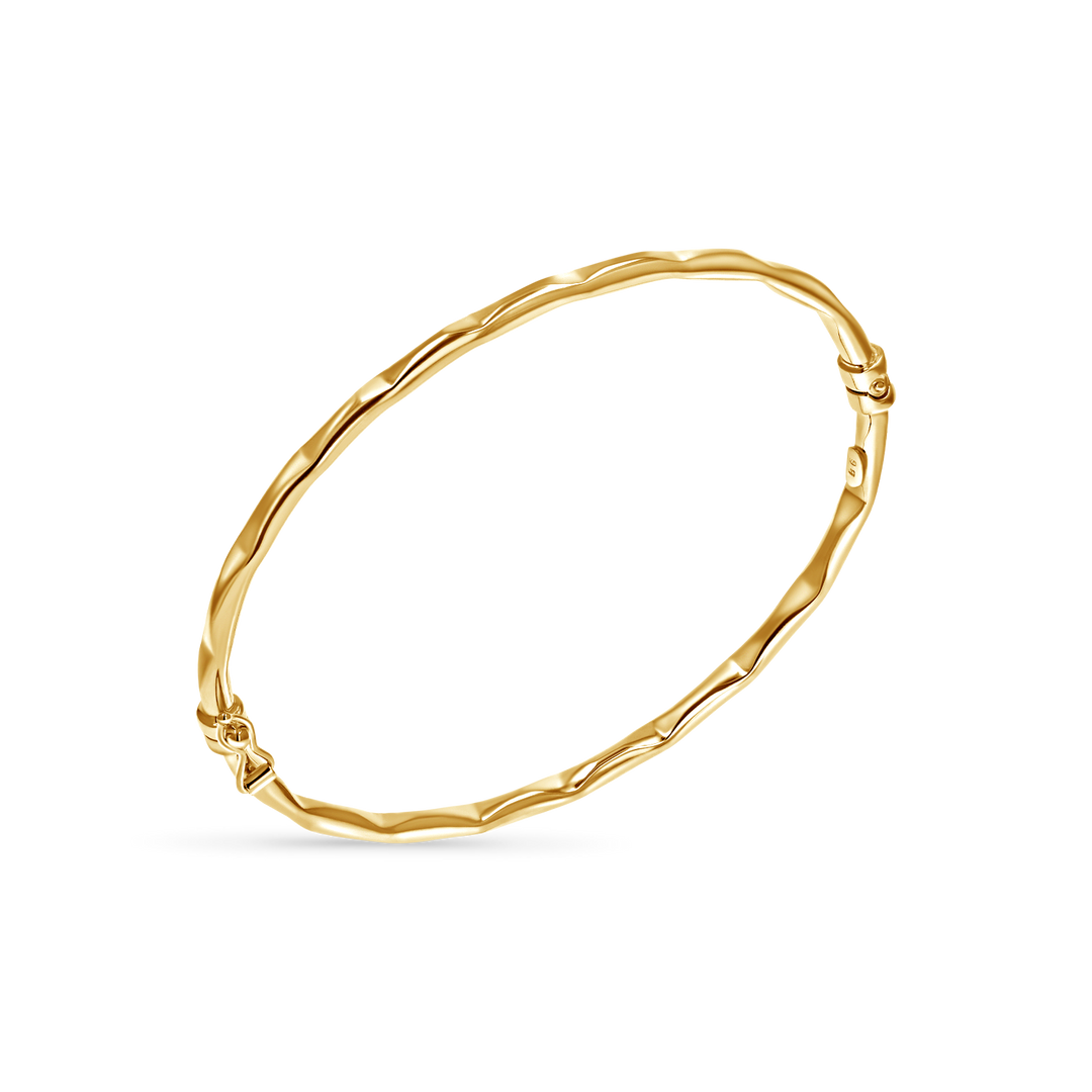 14K Gold Ripple Cut Gold Bangle – Baby Gold