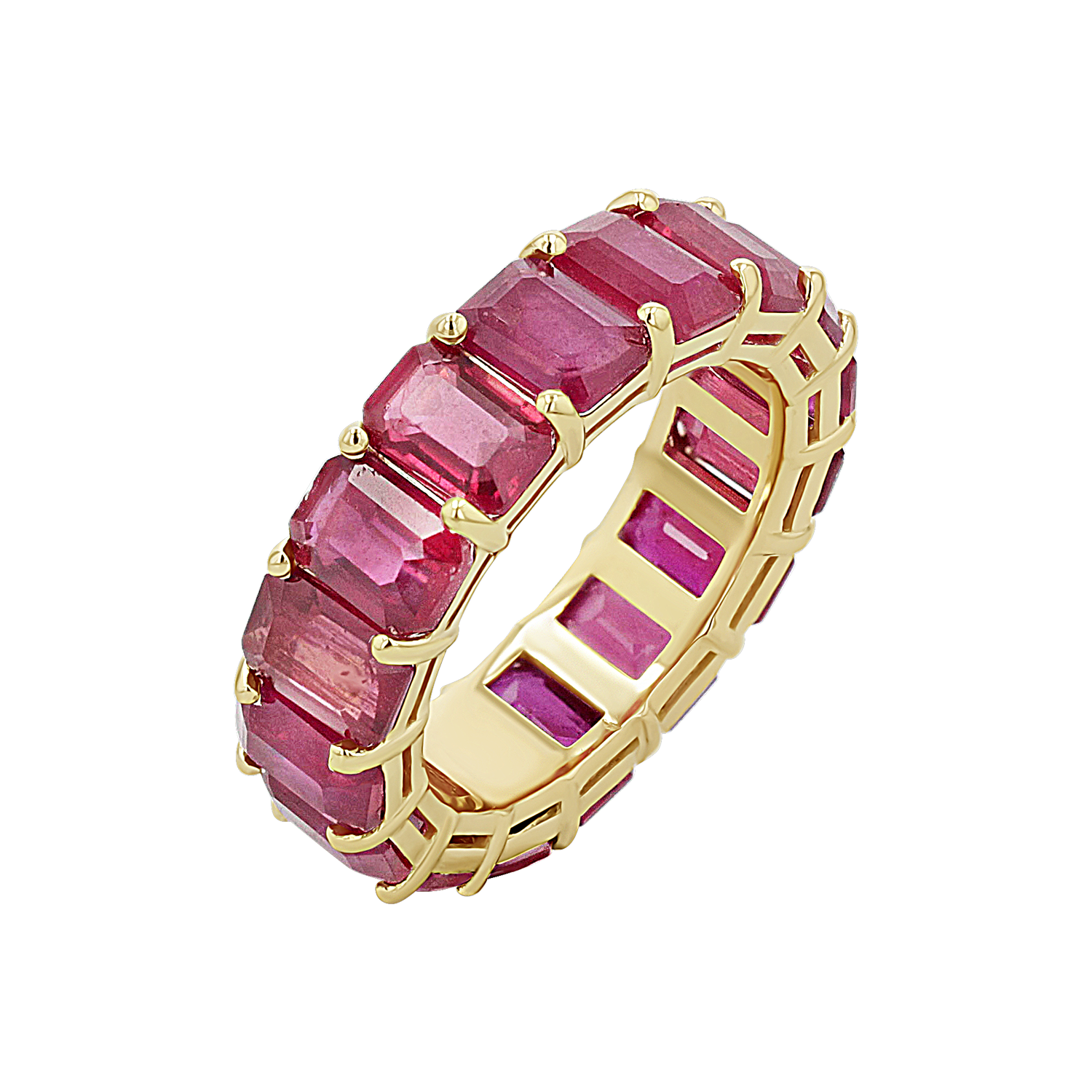 14K Gold Genuine Ruby Emerald Cut Eternity Ring – Baby Gold