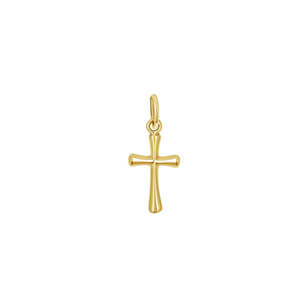 14K Gold Mini Solid Cross Charm – Baby Gold