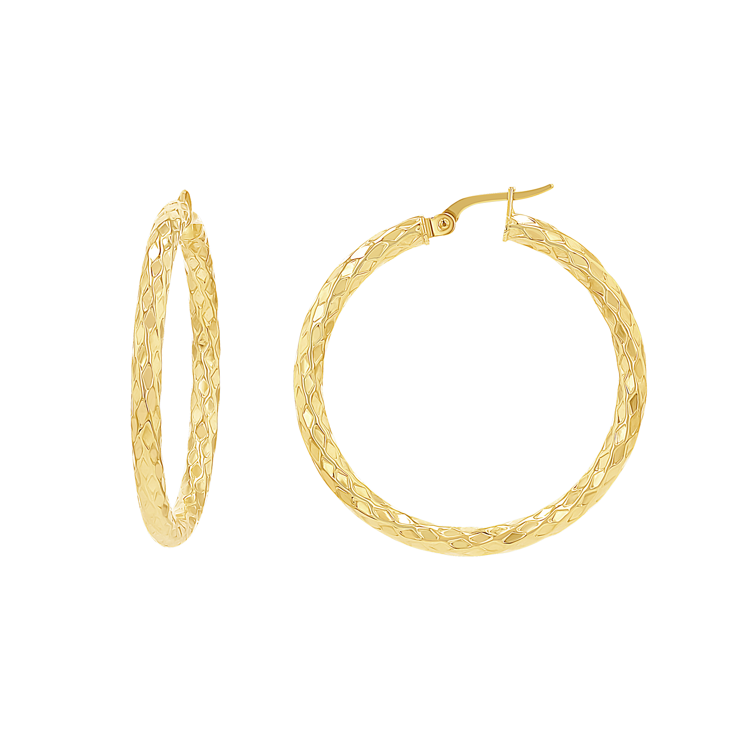 14K Gold Serpentine Faceted Hoop Earrings – Baby Gold