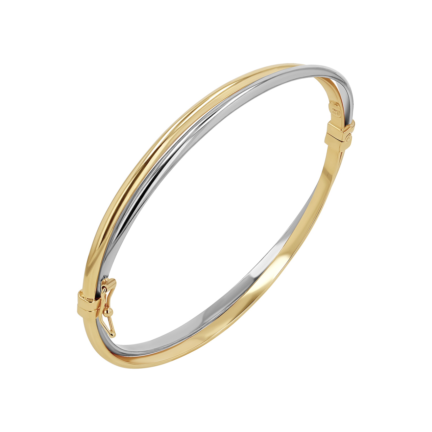 14K Gold Two Tone Hinged Bangle (6mm) – Baby Gold