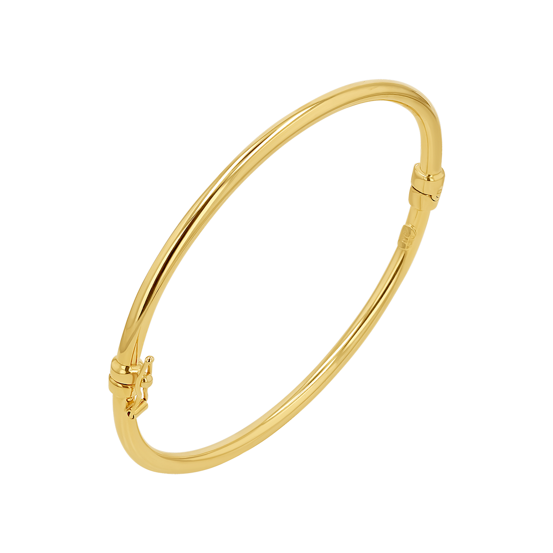 14K Gold Classic Oval Tube Bangle (3mm) – Baby Gold