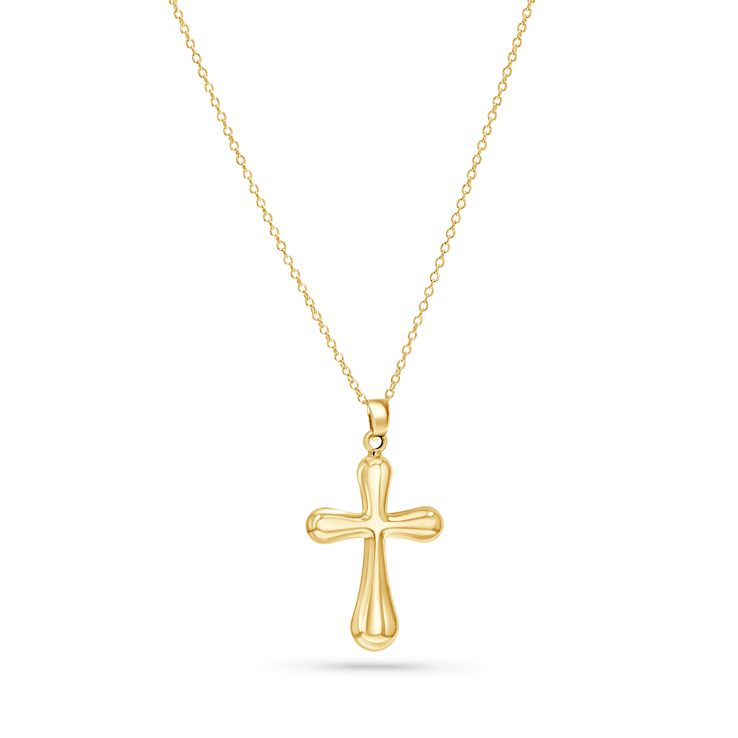 14K Gold Puff Dome Cross – Baby Gold