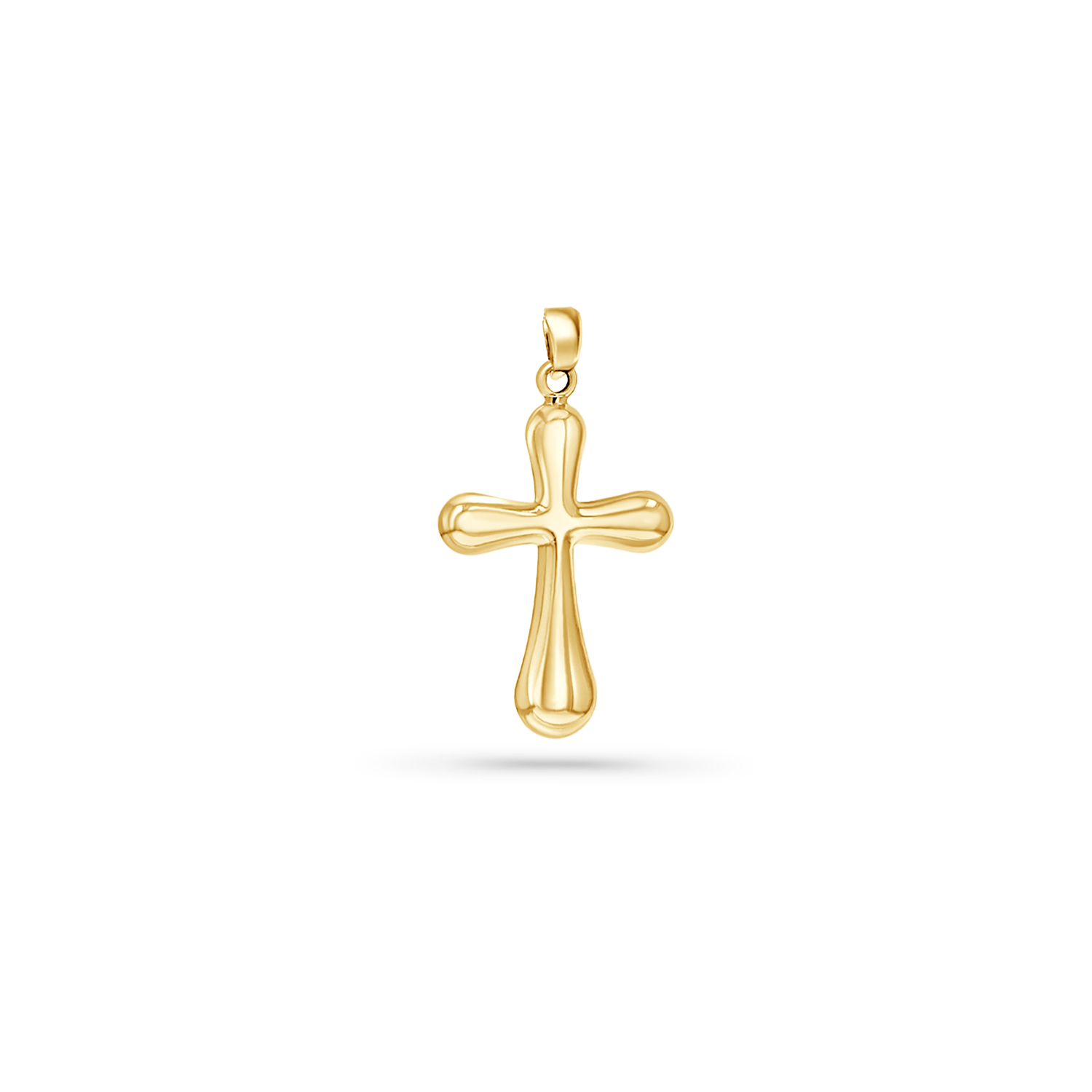 14K Gold Puff Dome Cross – Baby Gold