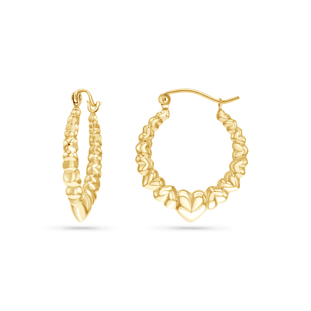 14K Gold Endless Puff Heart Hoops – Baby Gold