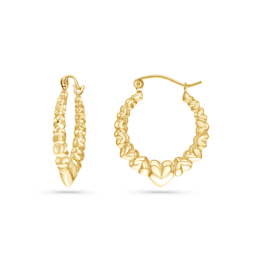 14K Gold Endless Puff Heart Hoops – Baby Gold