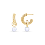 14K Gold Pearl Drop charmed Twist Hoops – Baby Gold