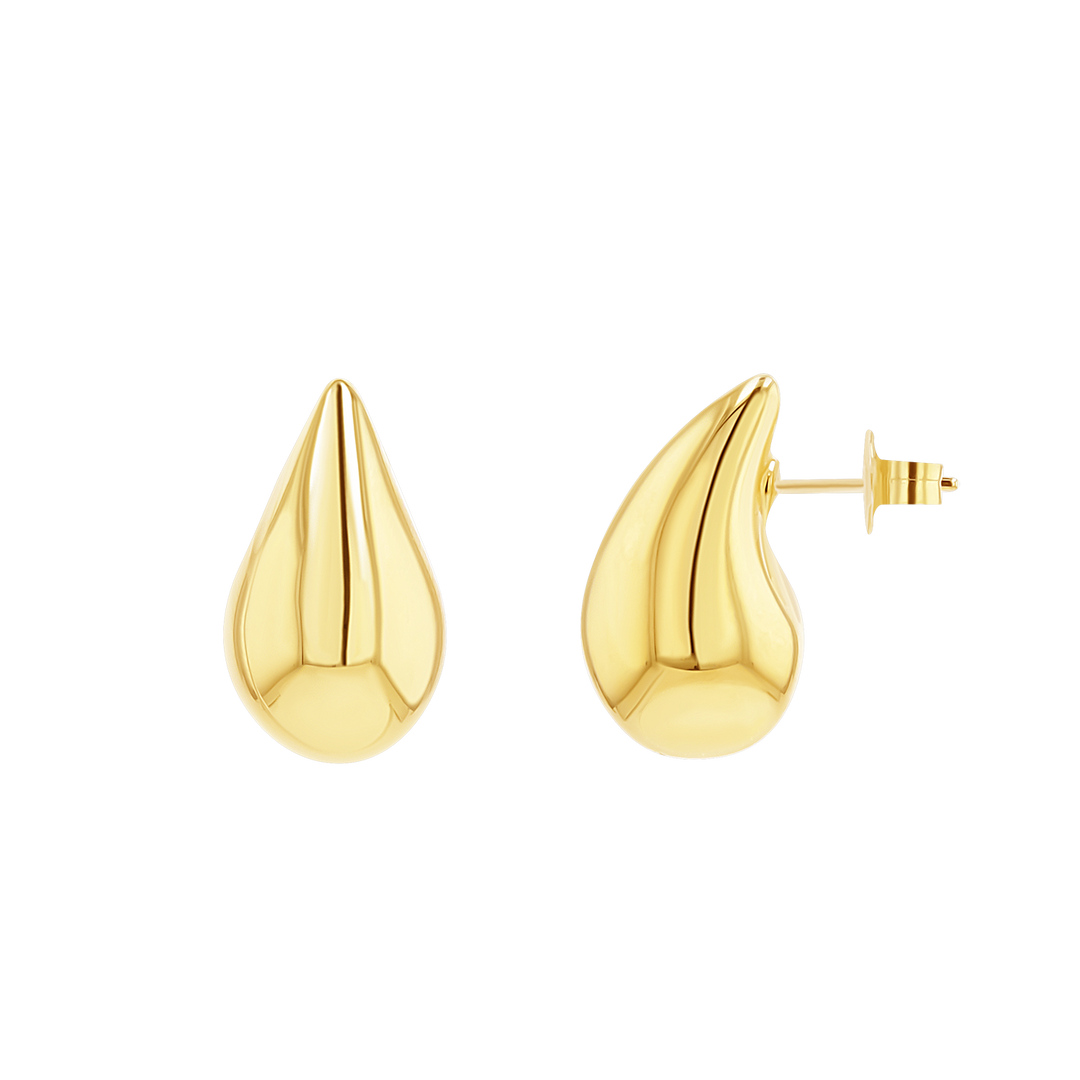 14K Gold Puff Rain Drop Earrings – Baby Gold