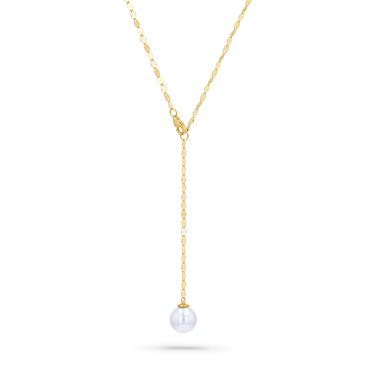 14K Gold Demure Pearl Drop Chain Lariat – Baby Gold