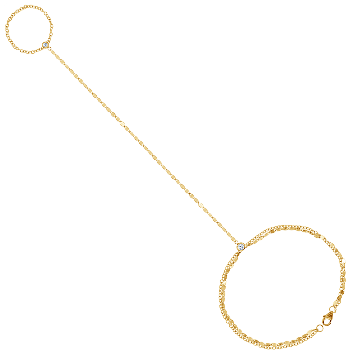 14K Gold Diamond Bezel Demure Hand Chain – Baby Gold