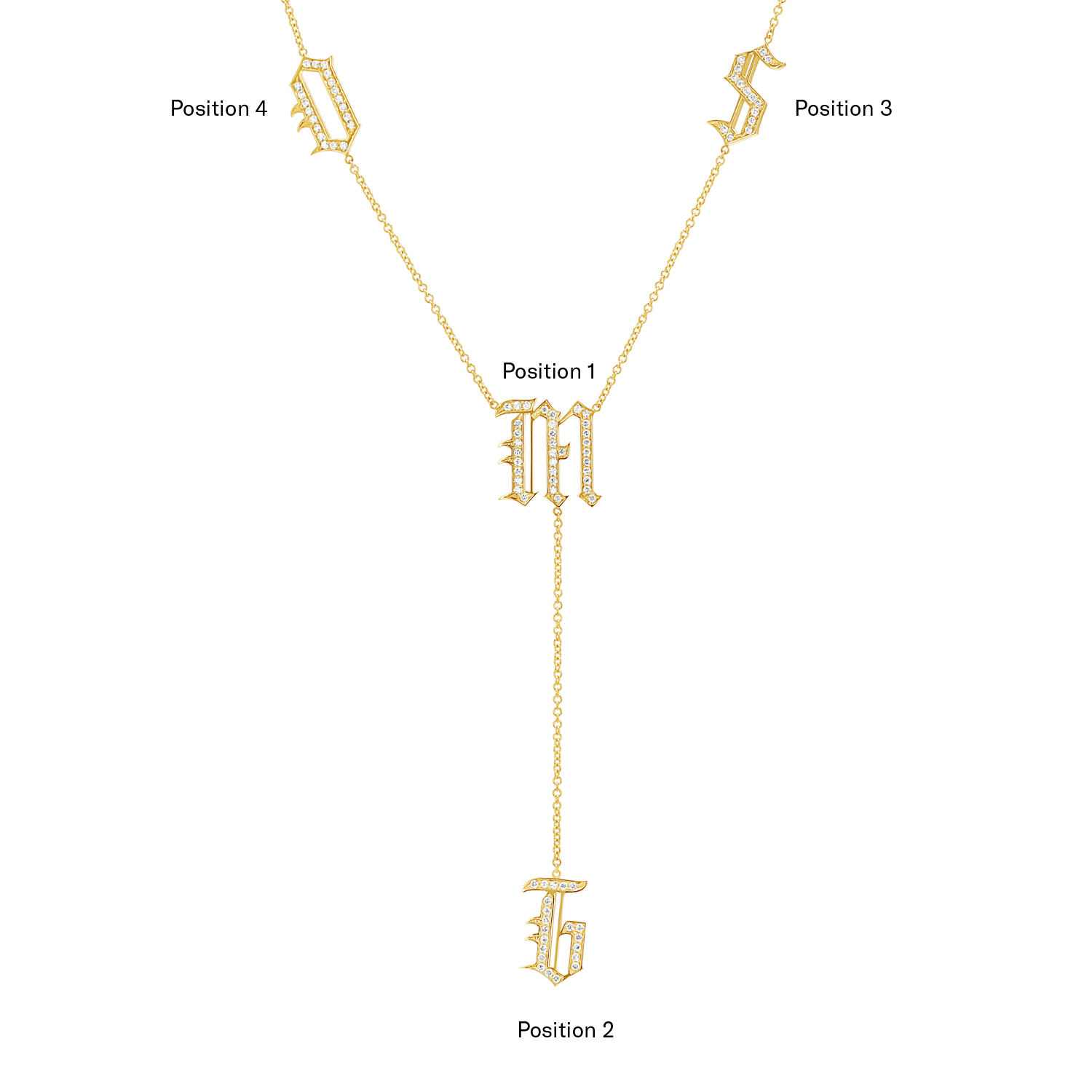 14K Gold Diamond Old English Letter Drop Necklace – Baby Gold