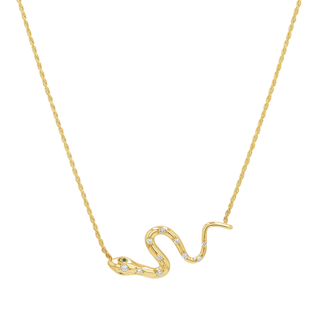 14K Gold Diamond Serpentine Necklace – Baby Gold