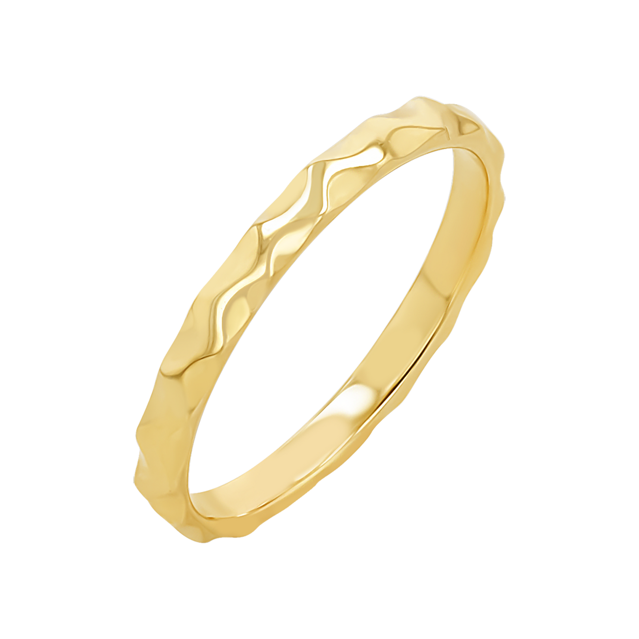 14K Gold Hammered Stacking Band – Baby Gold