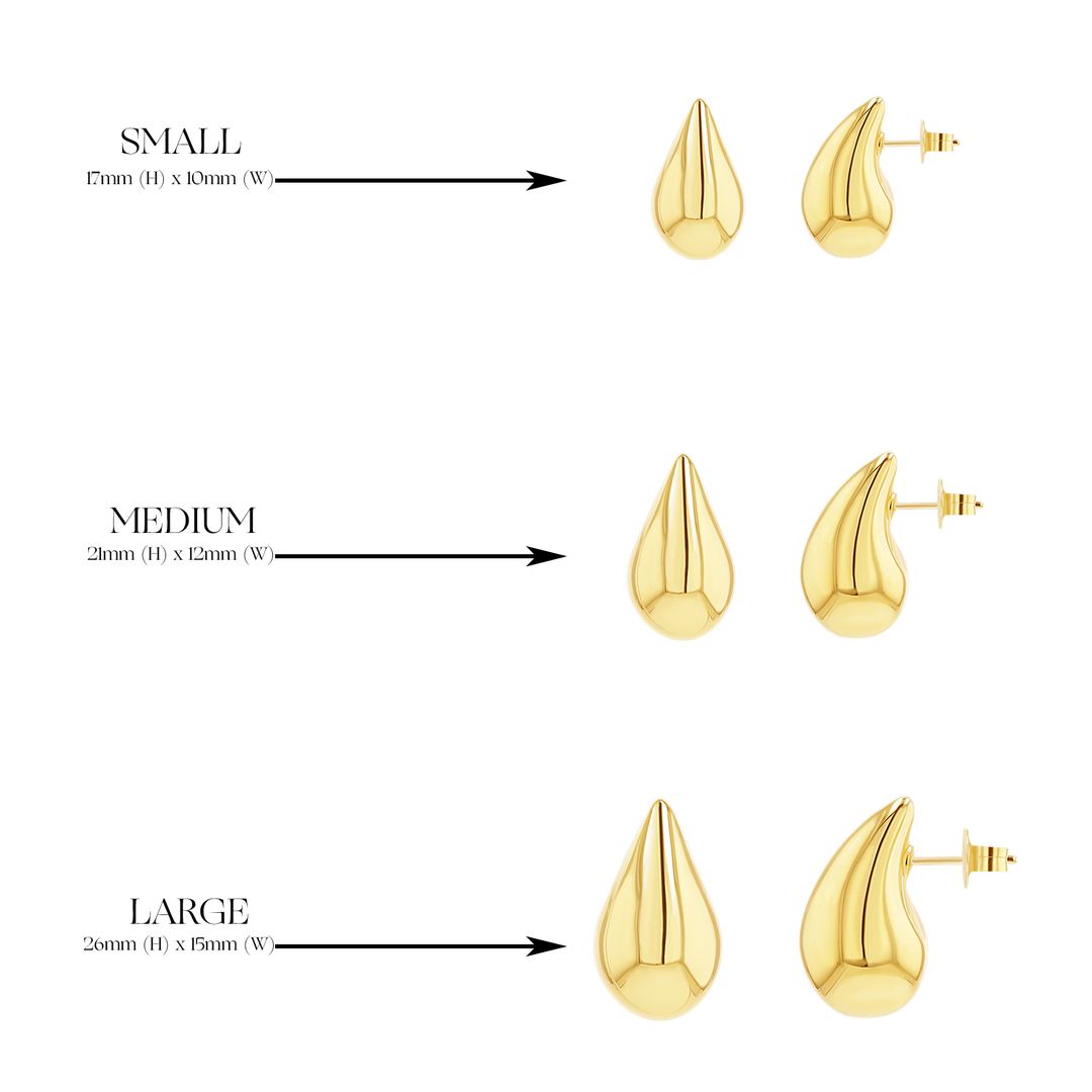 14K Gold Puff Rain Drop Earrings – Baby Gold