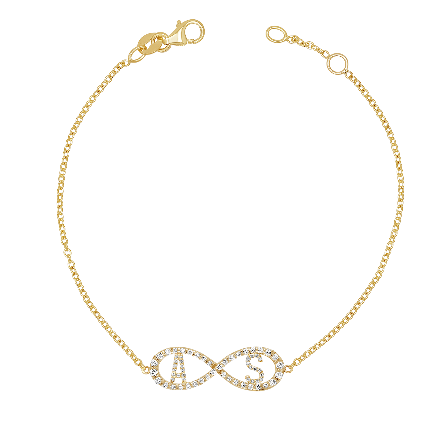 14K Gold Diamond Infinity Letter Bracelet – Baby Gold
