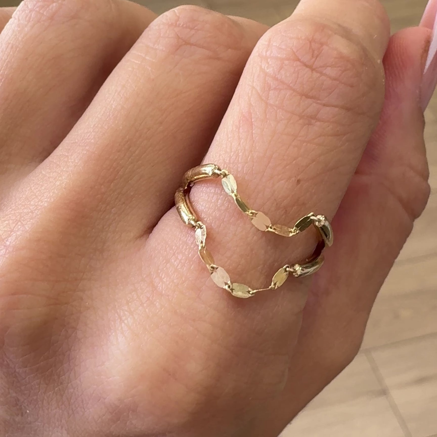 14K Gold Demure Duo Chain Ring – Baby Gold