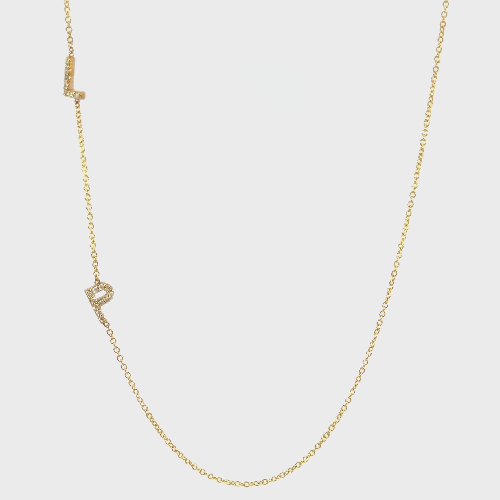 14K Gold Diamond Asymmetrical Multi Initial Necklace – Baby Gold