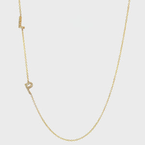 14K Gold Diamond Asymmetrical Multi Initial Necklace – Baby Gold
