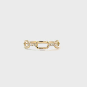 14K Gold Diamond Bar Paper Clip Link Ring – Baby Gold