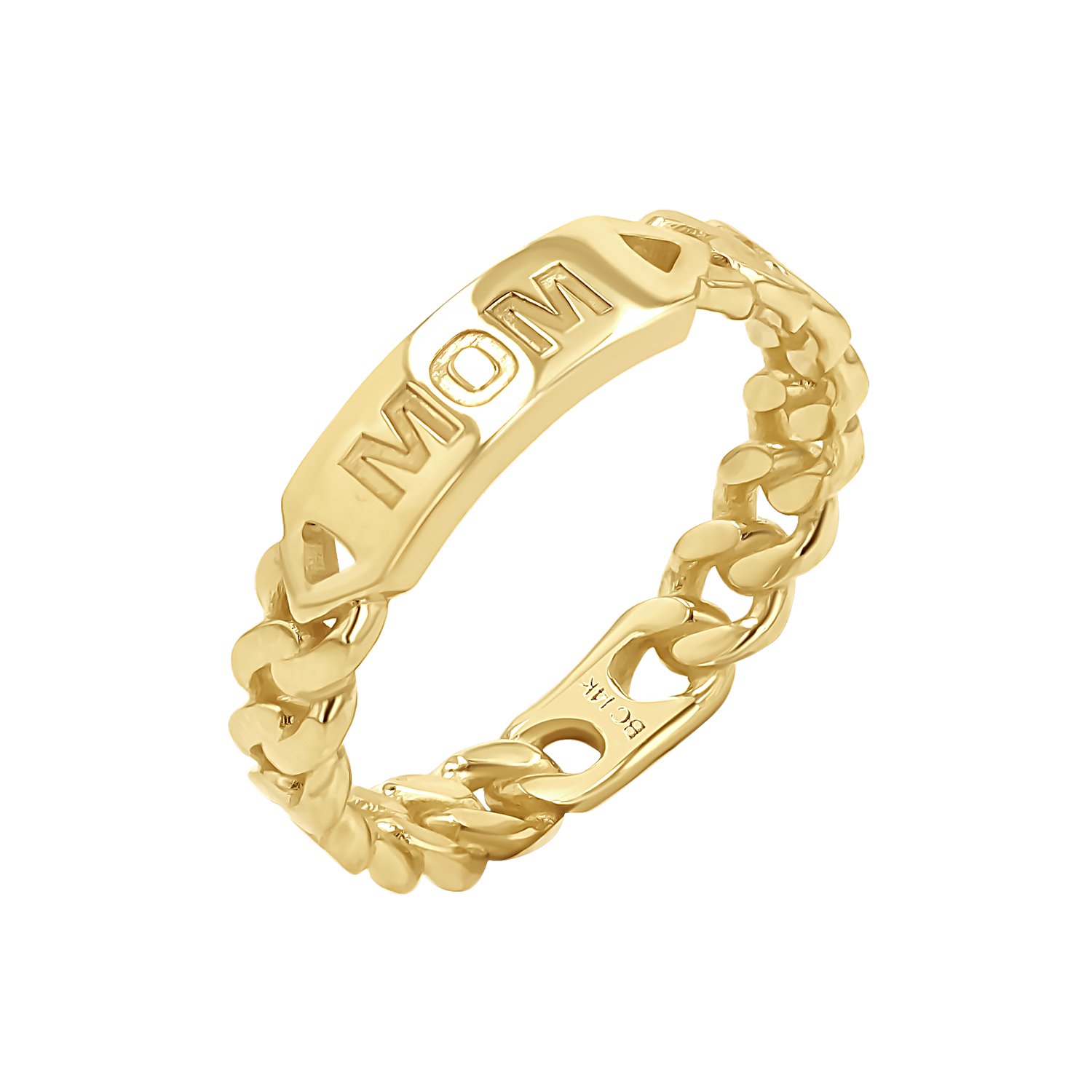 14K Gold Engravable Cuban Link Ring – Baby Gold