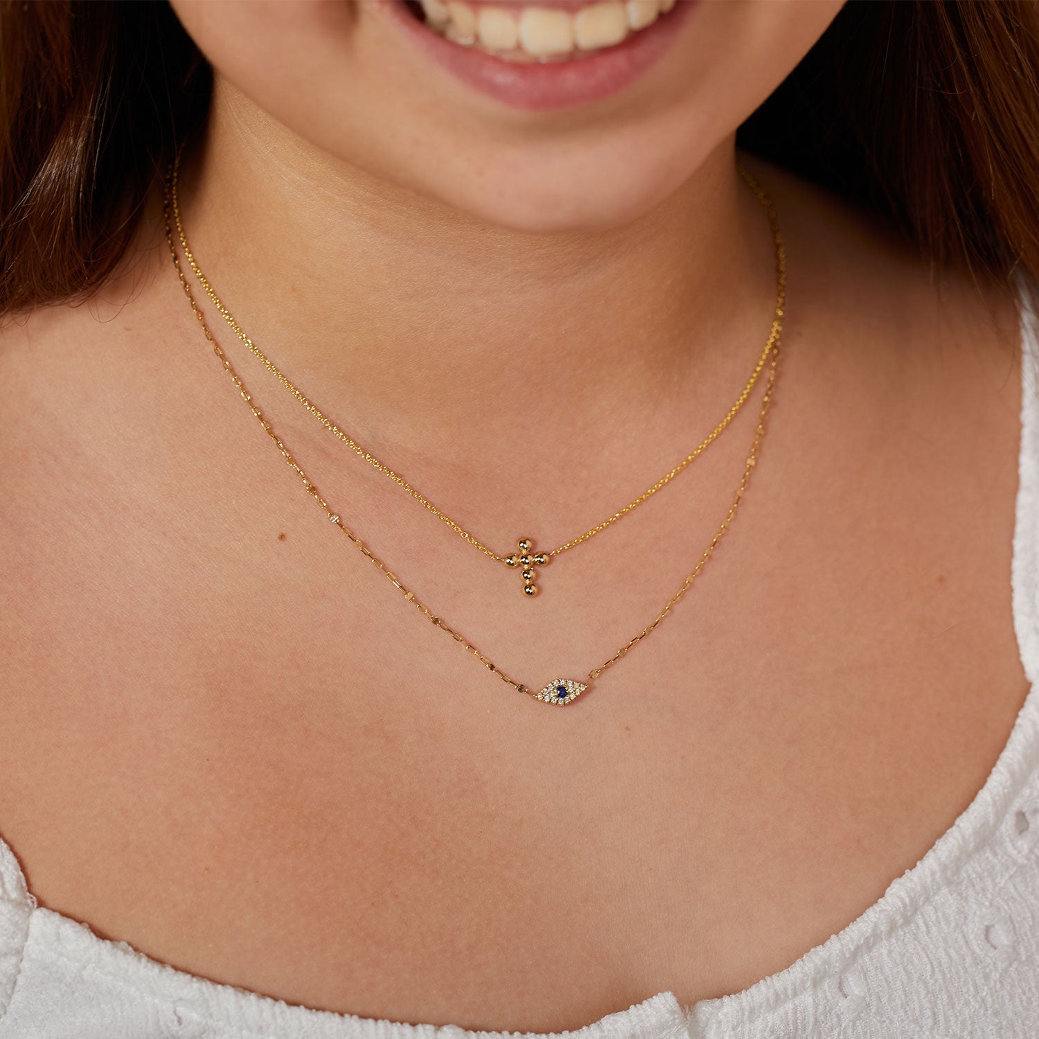 Kids Bubble Cross Necklace – Baby Gold