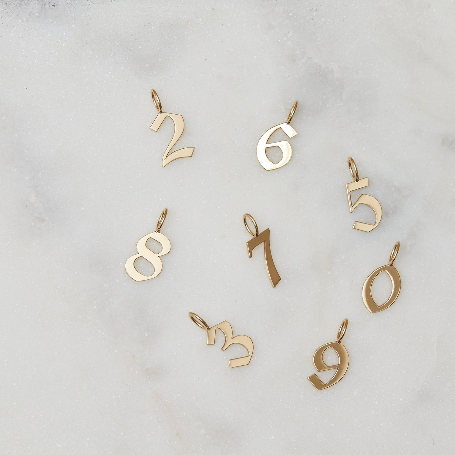 14K Gold Gothic Old English Number Charm – Baby Gold