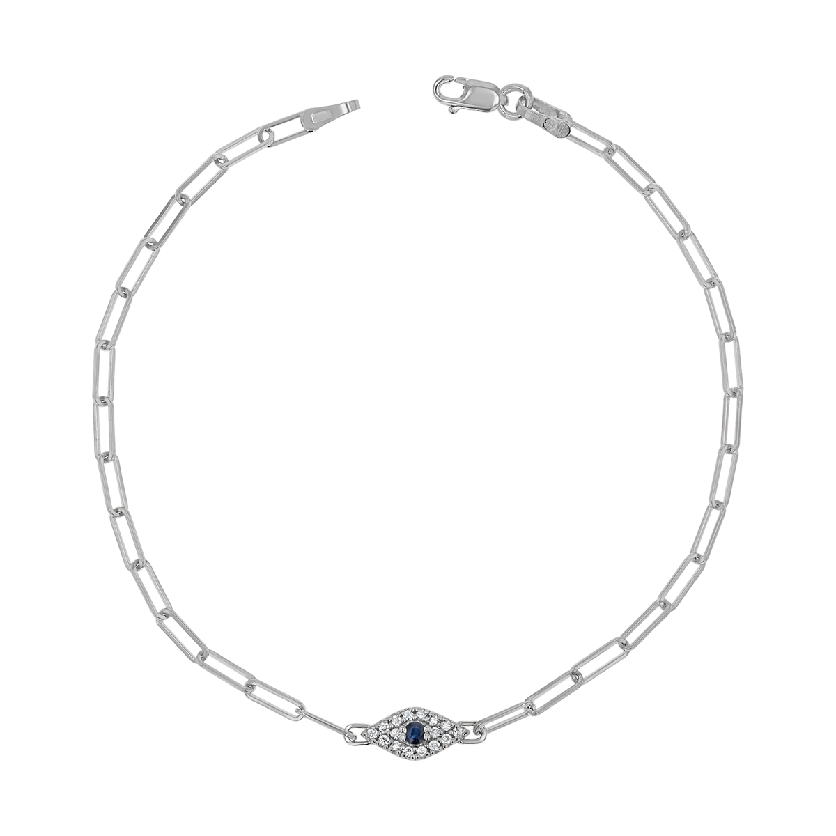 14K Gold Diamond Evil Eye Paperclip Bracelet – Baby Gold