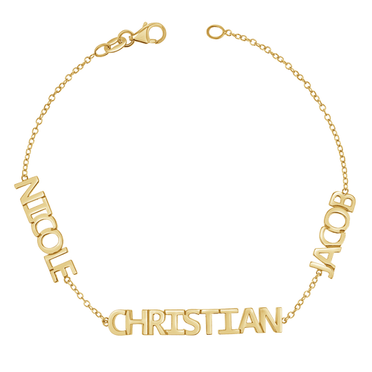 14K Gold Multi Block Letter Name Bracelet – Baby Gold