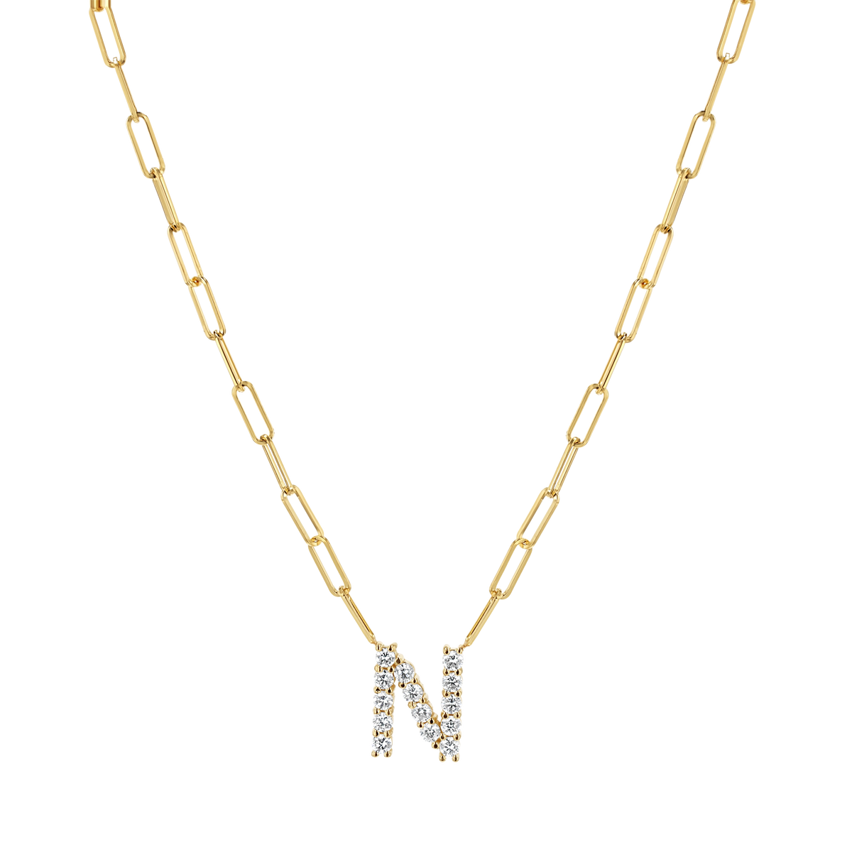 Grand Initial Paper Clip Necklace – Baby Gold